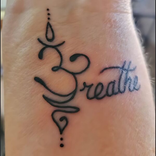 Beautiful Breathe Symbol Tattoo Designs Featuring Om Symbol